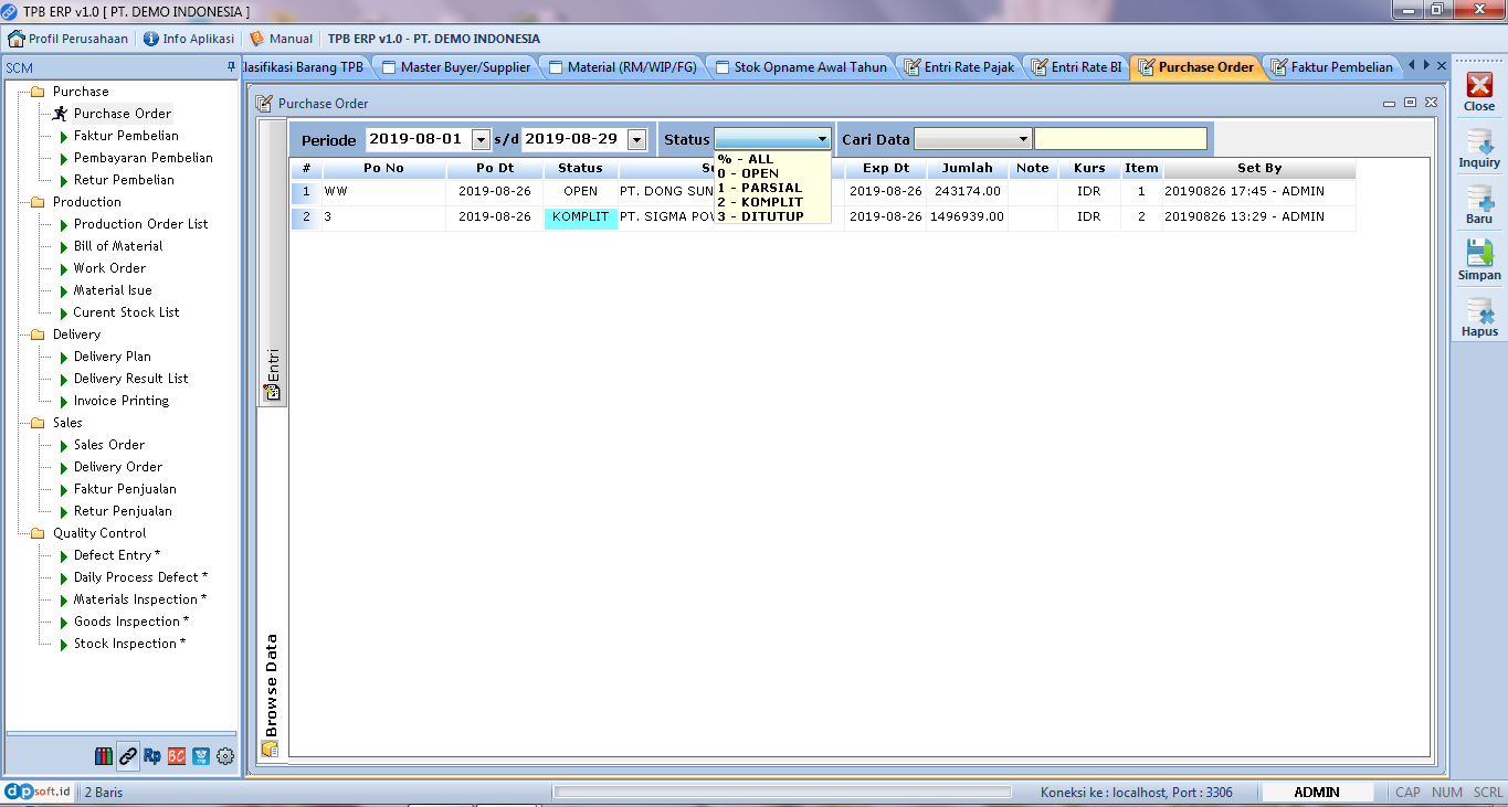TPB-ERP - Sistem ERP yang Link Dengan Modul TPB